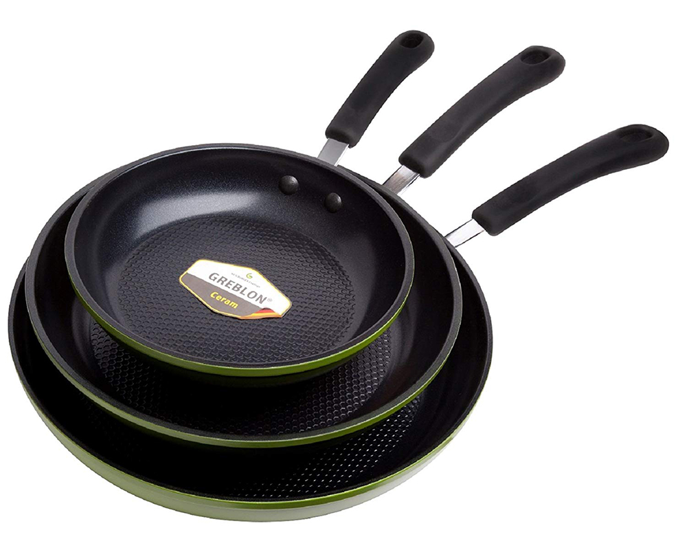 Ozeri.com : Green Ceramic Frying Pan 3-Piece Set by Ozeri (8", 10", 12 ...